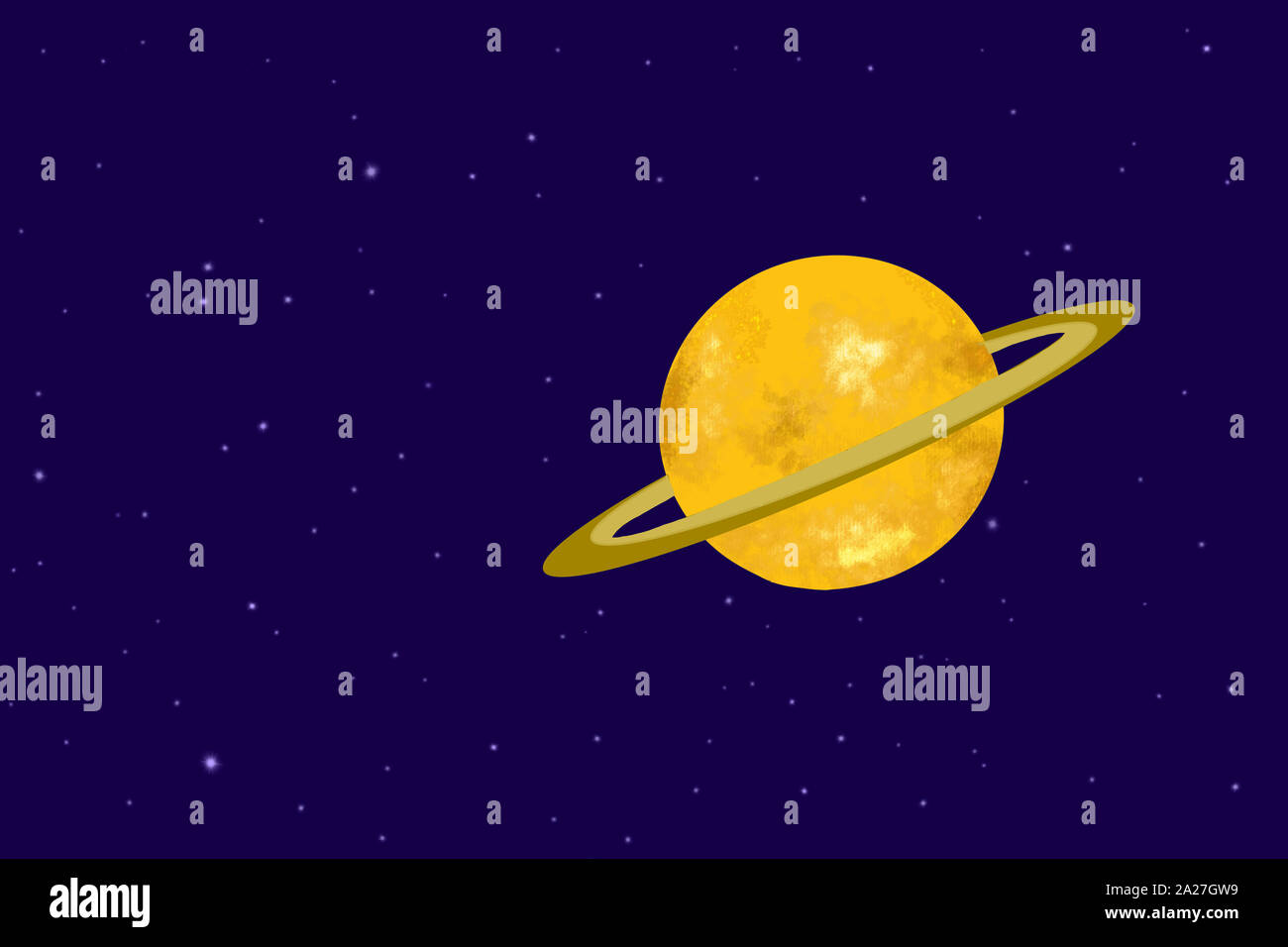 Shiny Saturn illustration on orbit in the solar system with its ...