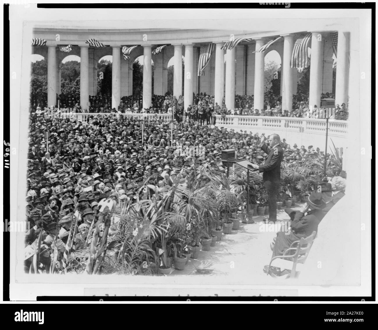 President Coolidge addressing crowd at Arlington National Cemetery ...