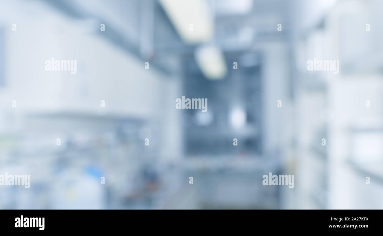 Blurred laboratory interior, scientific background, panoramic image ...
