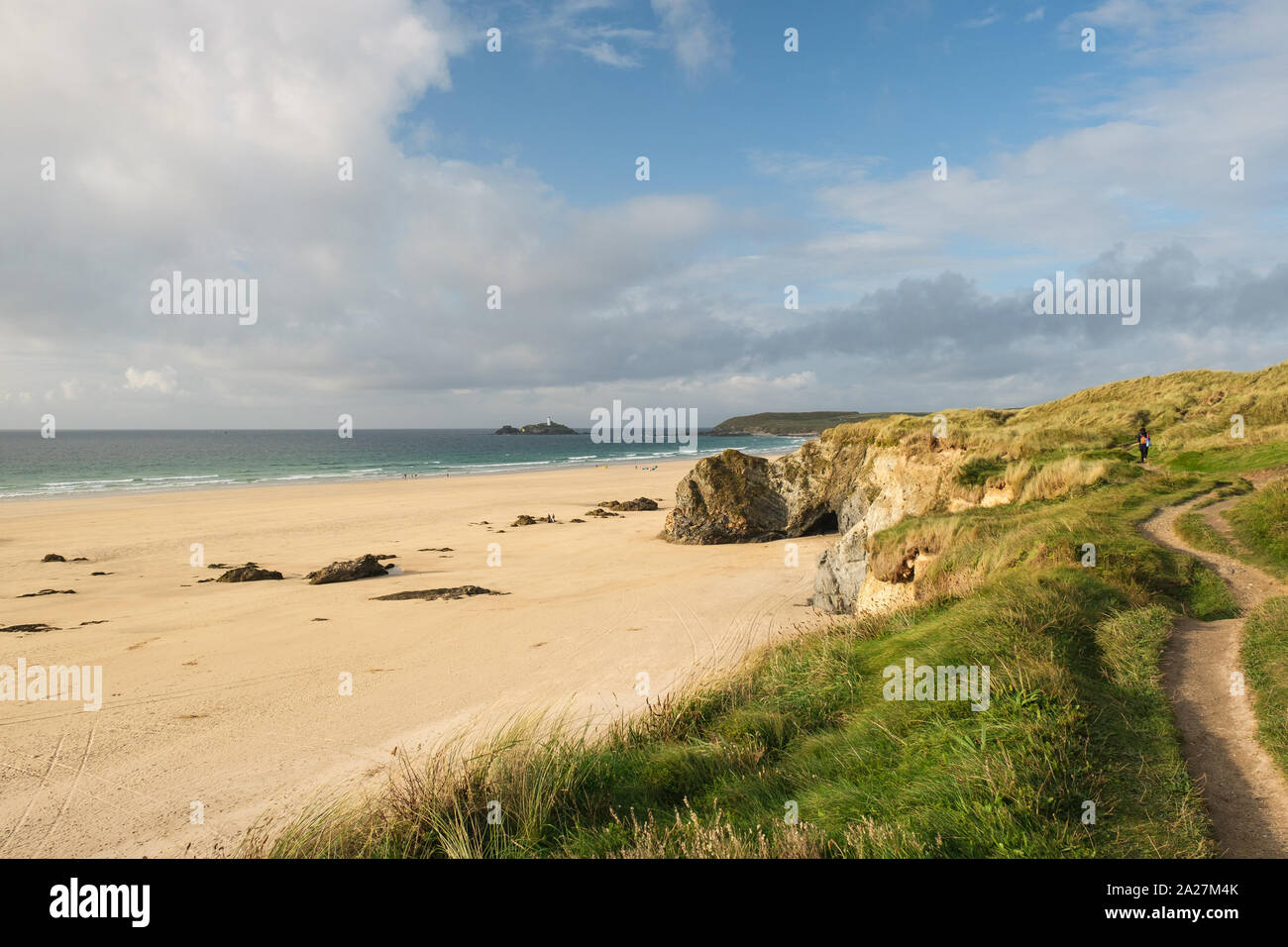 Views of Godrevy Lighthouse from the South West Coast Path at Gwithian ...
