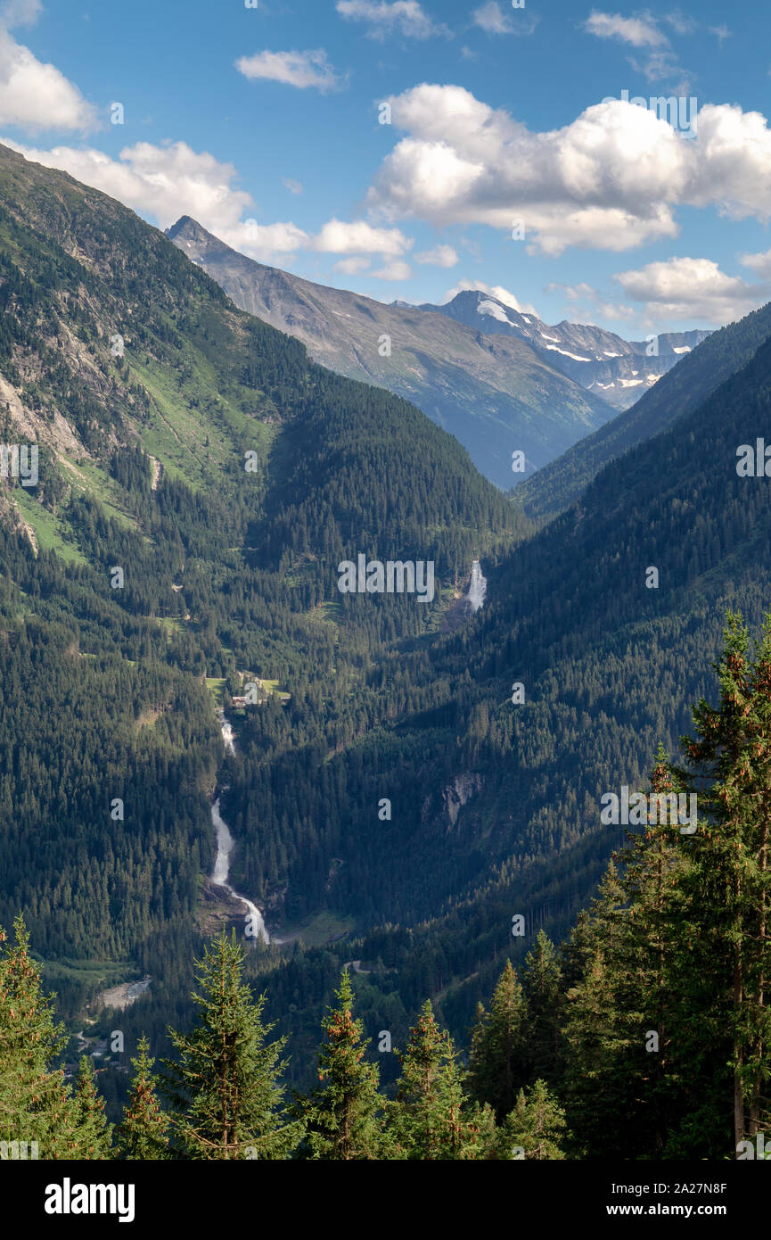 Krimml waterfalls in the High Tauern National Park along Gerlos Alpine ...