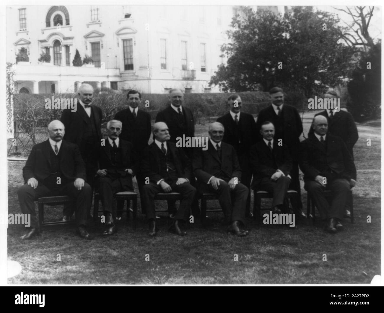 President Warren G. Harding and his cabinet posed on the White House ...