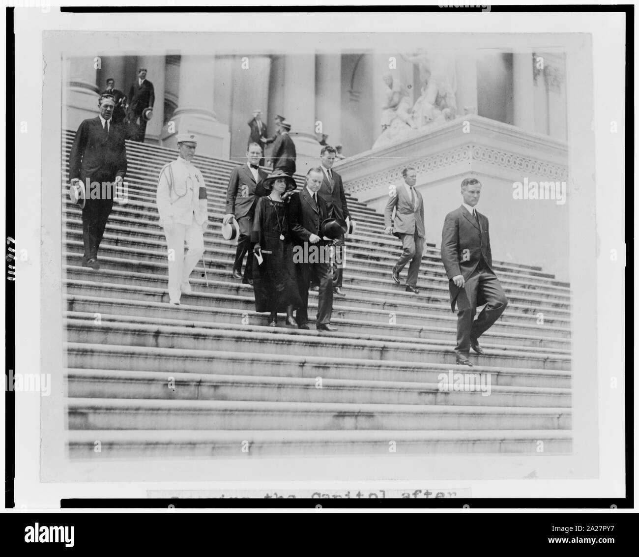 President and Mrs. Coolidge leaving the Capitol after the funeral of ...
