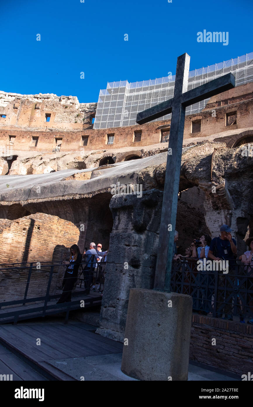 Stunning wide angled views inside of the Colosseum, Rome showing ...