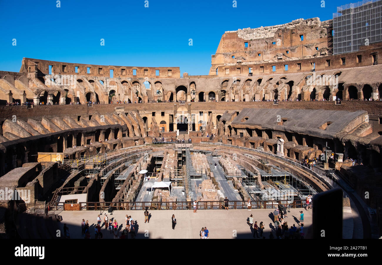 Stunning wide angled views inside of the Colosseum, Rome showing ...