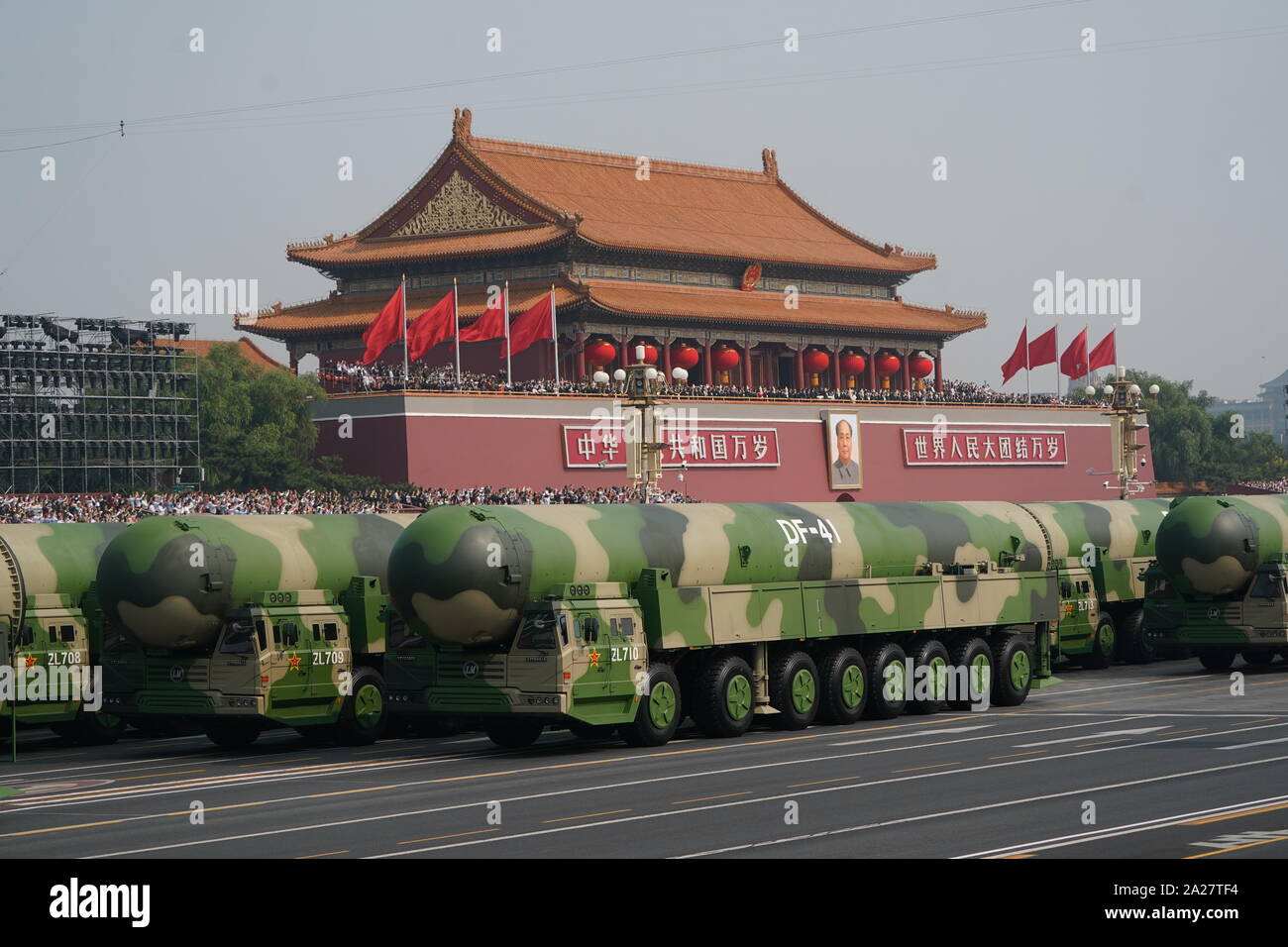Beijing, China. 1st Oct, 2019. A formation of Dongfeng-41 intercontinental strategic nuclear ...