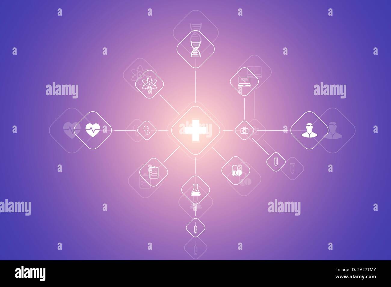 Abstract health care banner template with flat icons. Healthcare ...