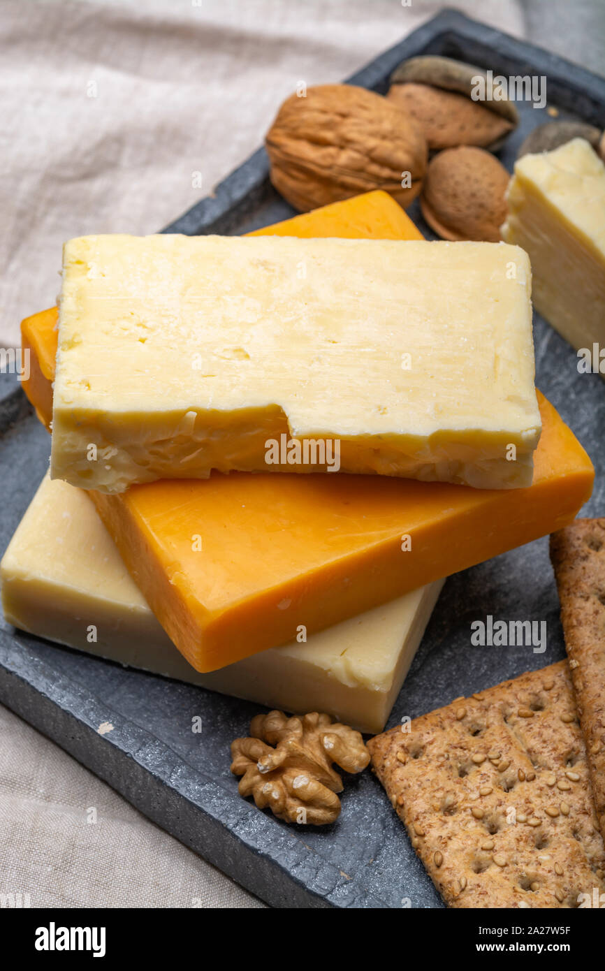Cheese collection, matured and orange original British cheddar cheese ...