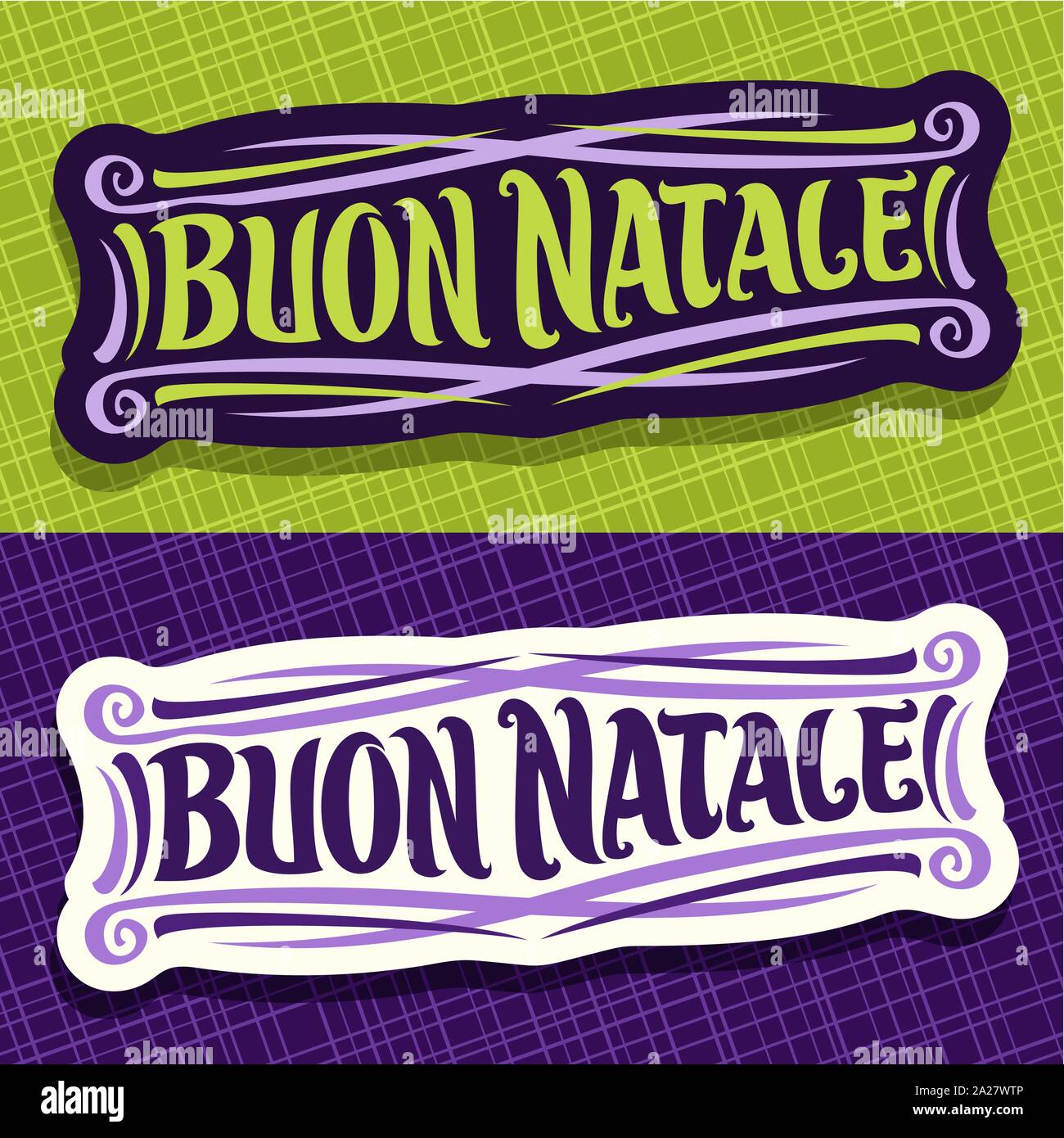 Vector banners for Merry Christmas in italian language, design xmas ...
