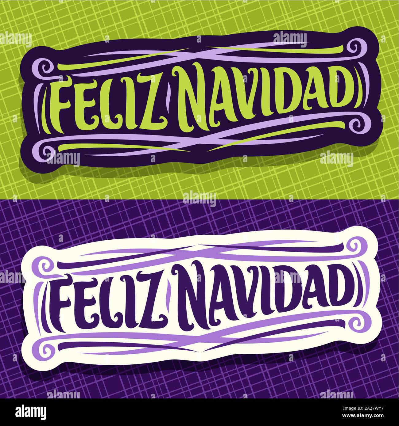 Vector banners for Merry Christmas in spanish language, design xmas ...