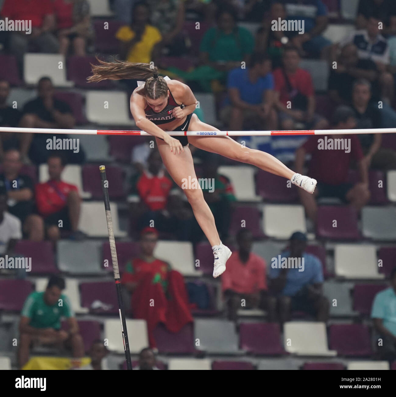 Doha, Qatar. 29th Sep, 2019. Alysha Newman (CAN) in action during the ...