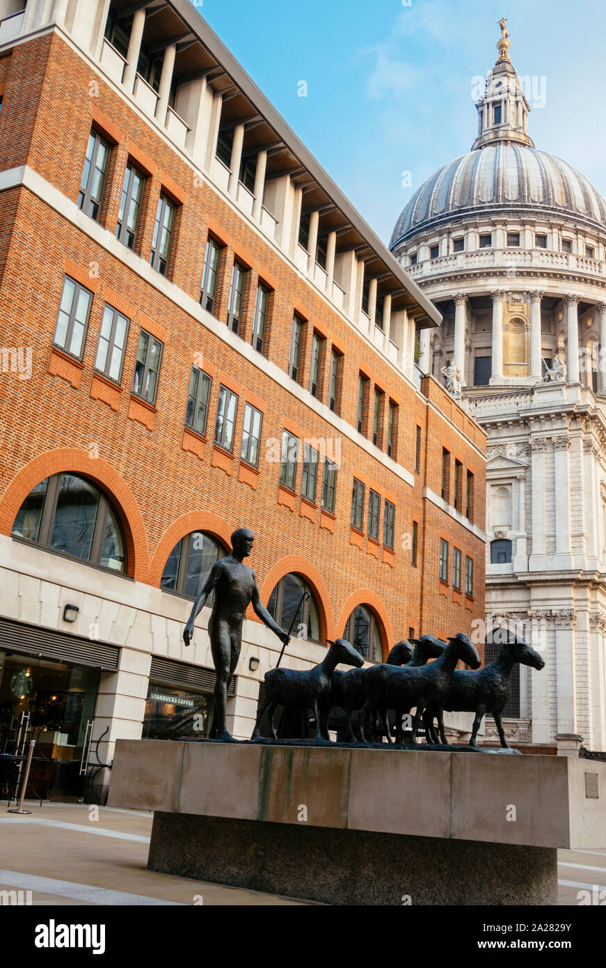 The bronze Paternoster sculpture (also known as Shepherd and Sheep) in ...