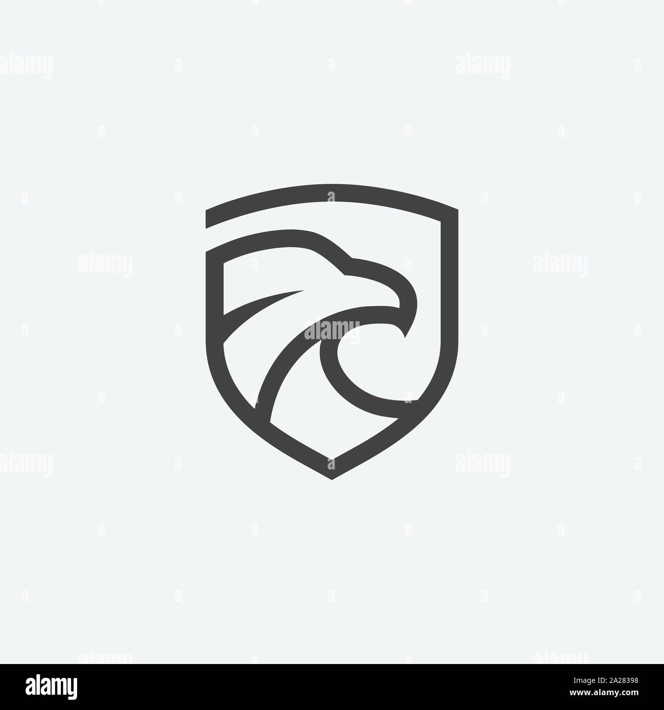 eagle shield linear icon design illustration, hawk icon design, eagle ...