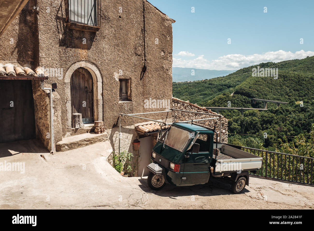 SAN FILI / ITALY - AUGUST 2019: Walking around the old town of San Fili ...