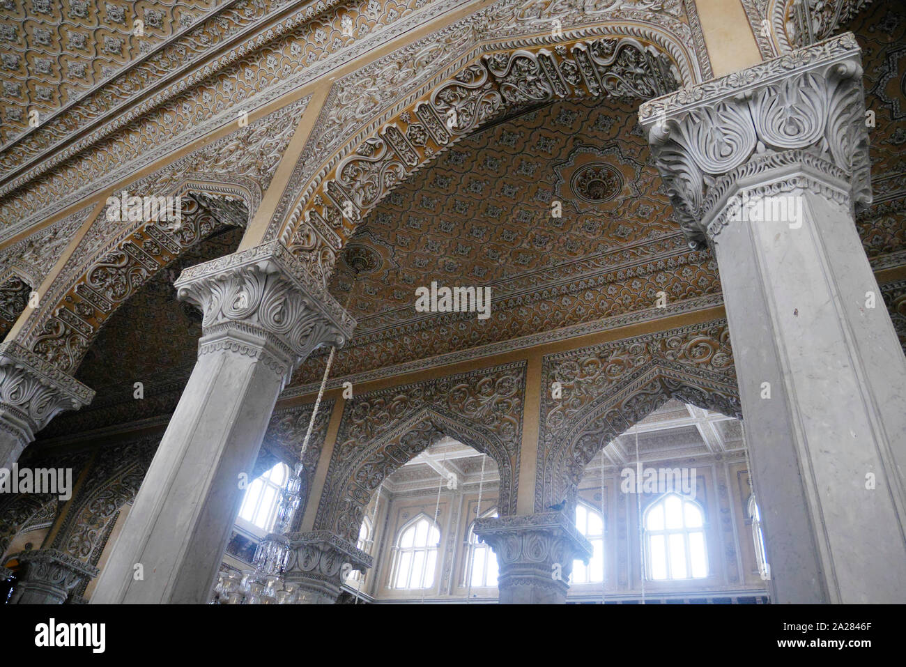 INTERIOR OF OF THE DARBAR HALL OF THE Chowmahalla PALACE Hyderabad ...