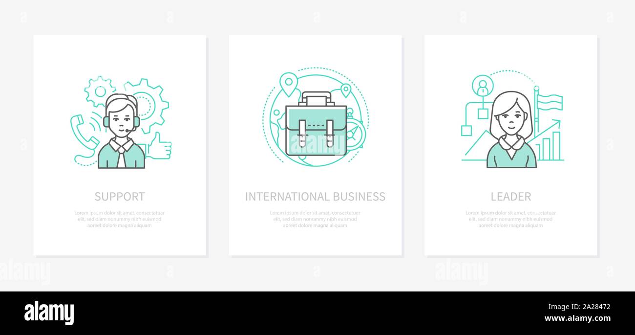 International business - line design style icons set Stock Vector Image ...