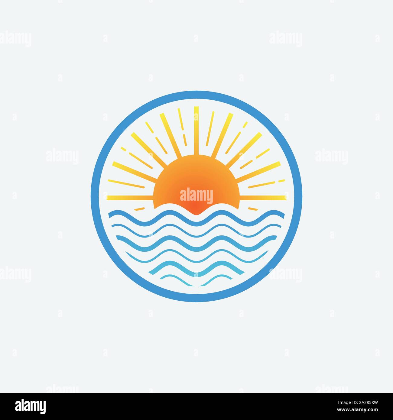 sea logo linear design template, sea and wafe circular logo icon ...