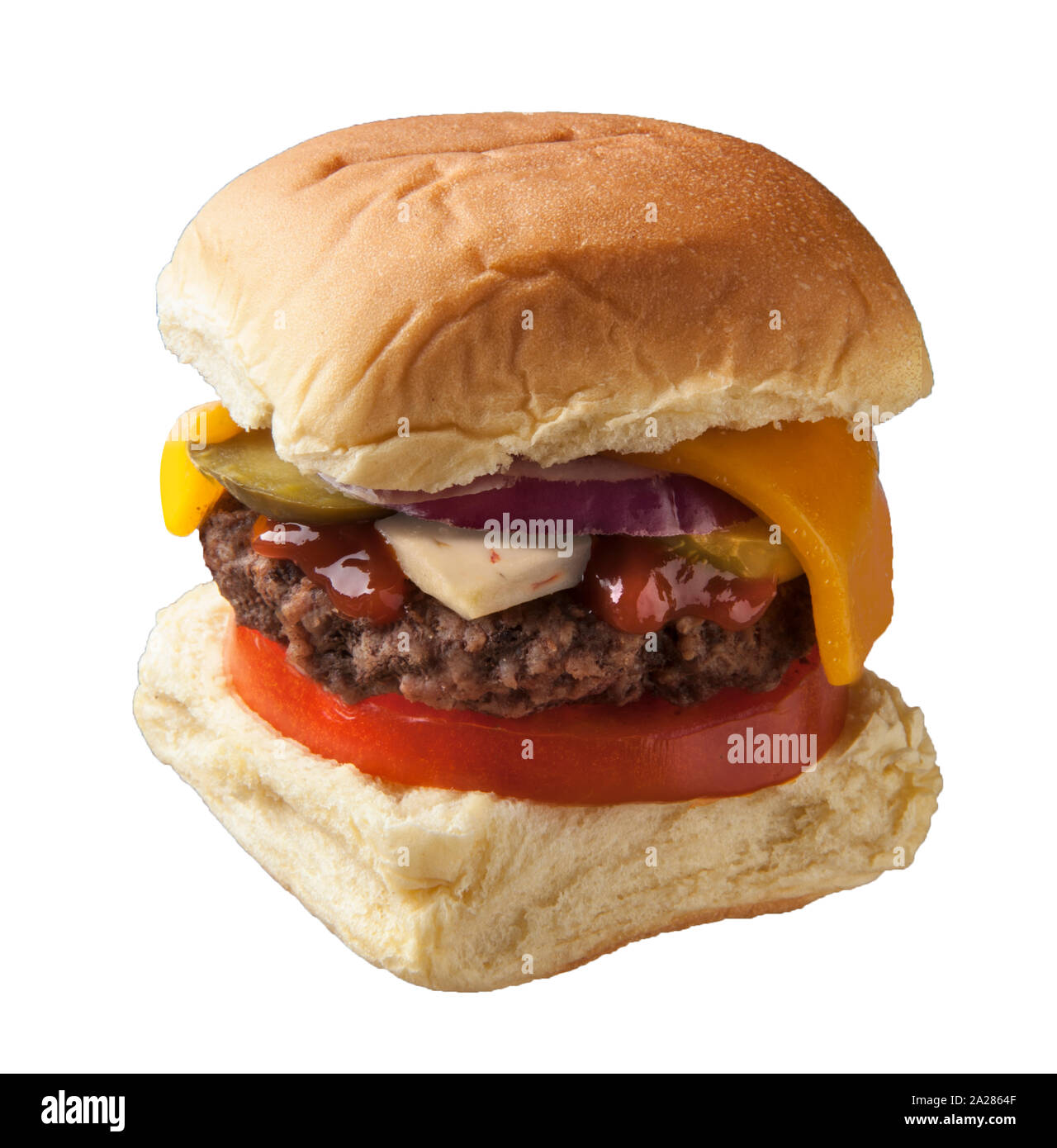 Hamburger cheeseburger burger white Cut Out Stock Images & Pictures - Alamy