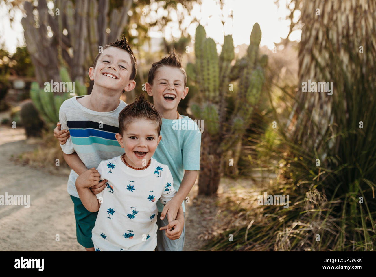 Portrait three young siblings outdoors hi-res stock photography and ...