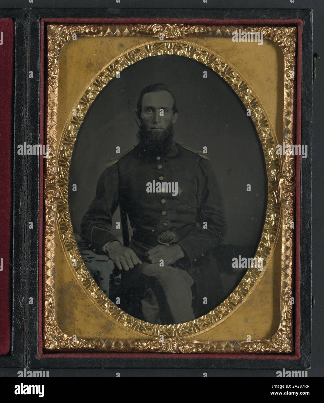 Private William Taylor in Union uniform and Ohio Volunteer Militia belt ...