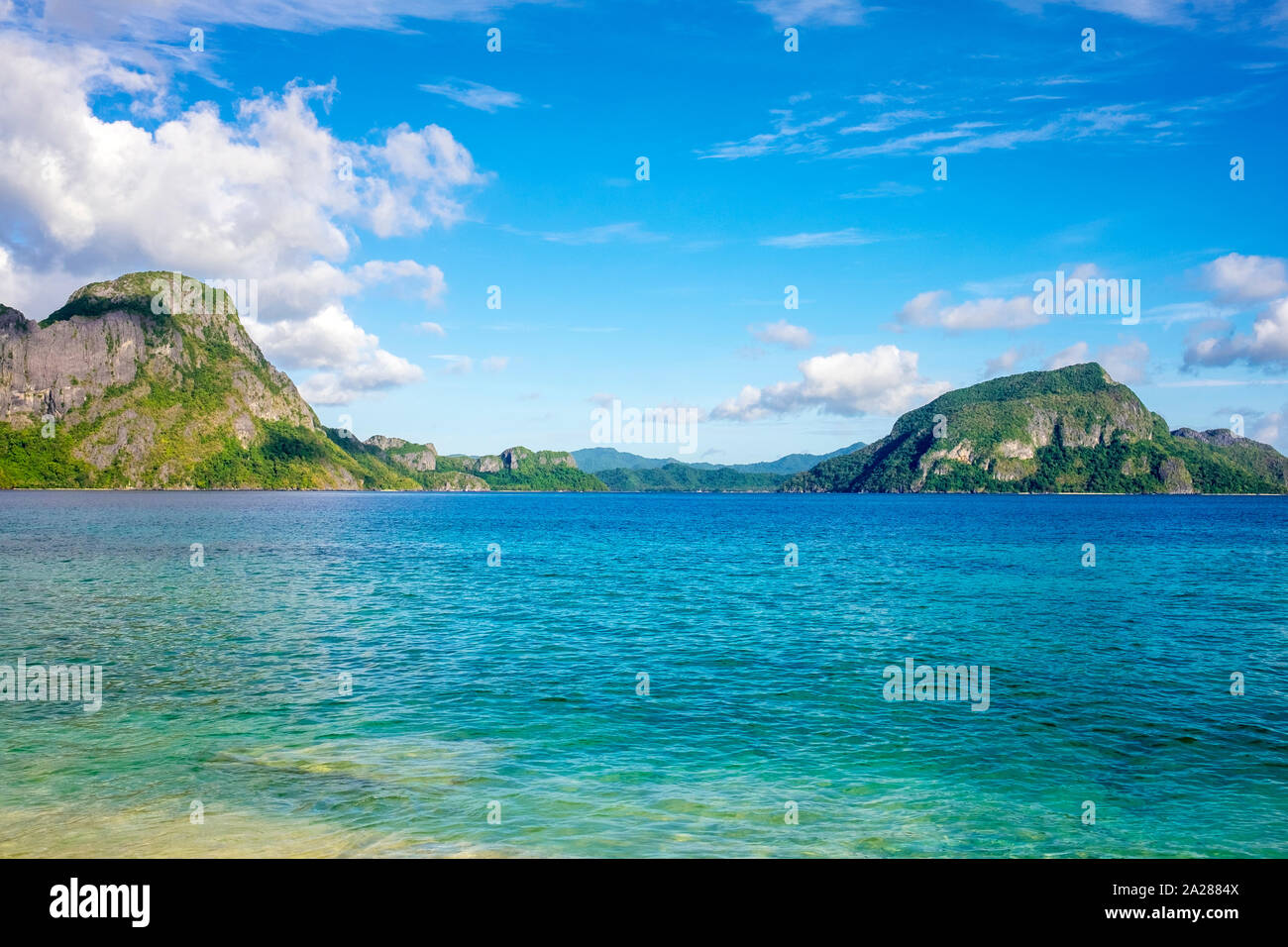 View of Bacuit Bay from Dilumacad Island (Helicopter Island), El Nido ...