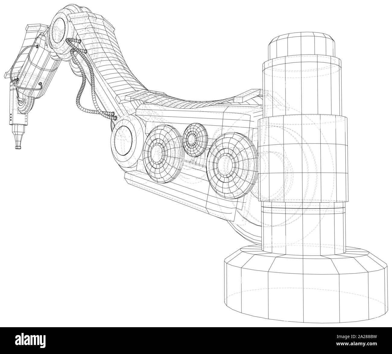 Robot hand wire-frame. Vector illustration. Tracing illustration of 3d ...
