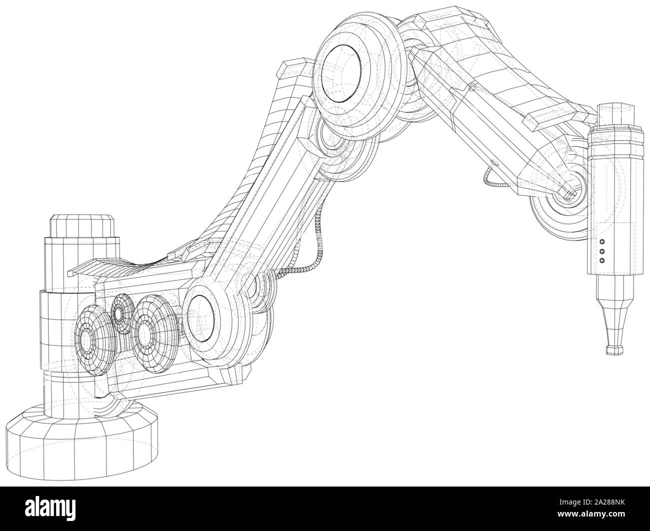 Industrial robot manipulator. Wire-frame on white background. EPS10 ...