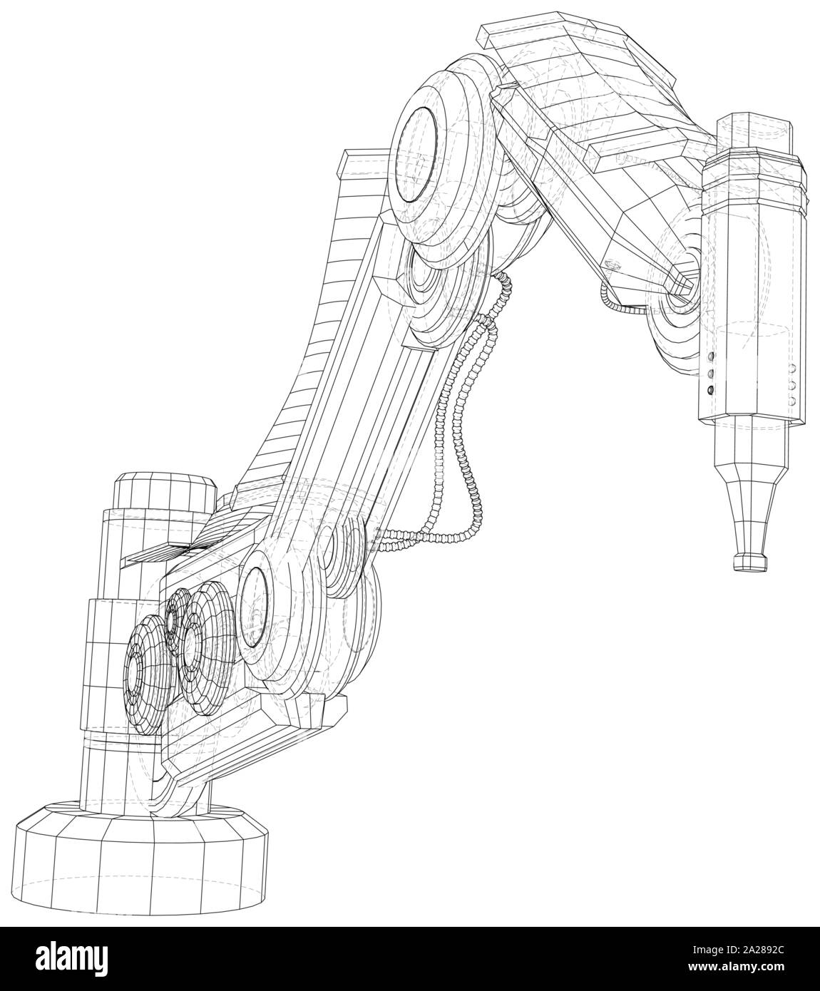Robotic arm. Technical wire-frame. Vector rendering of 3d. EPS10 format ...