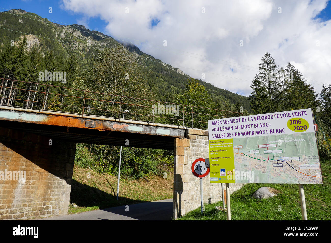 New bicycle path on the Arve river banks, Les Bossons, Chamonix Mont ...