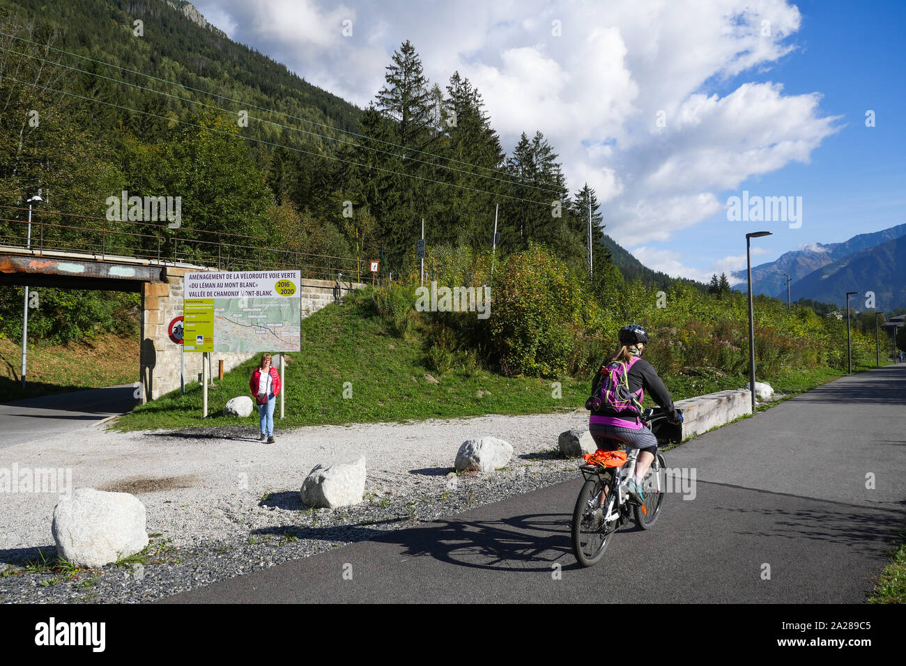New bicycle path on the Arve river banks, Les Bossons, Chamonix Mont ...