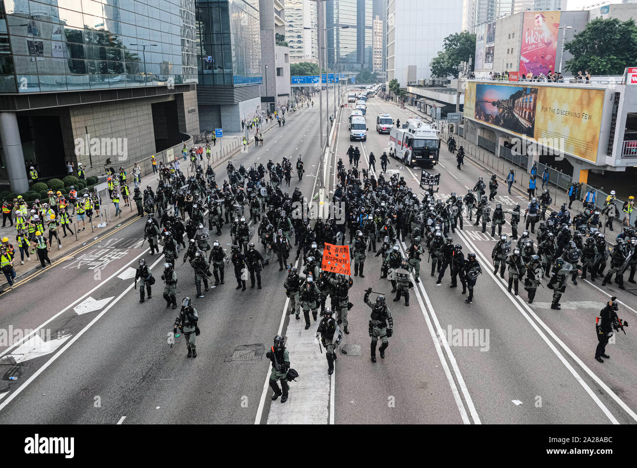 Hong Kong, China. 1st Oct, 2019. Riot police gather near the Central ...