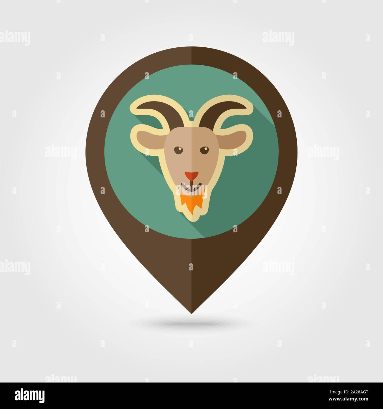 Goat flat pin map icon. Map pointer. Map markers. Animal head vector ...