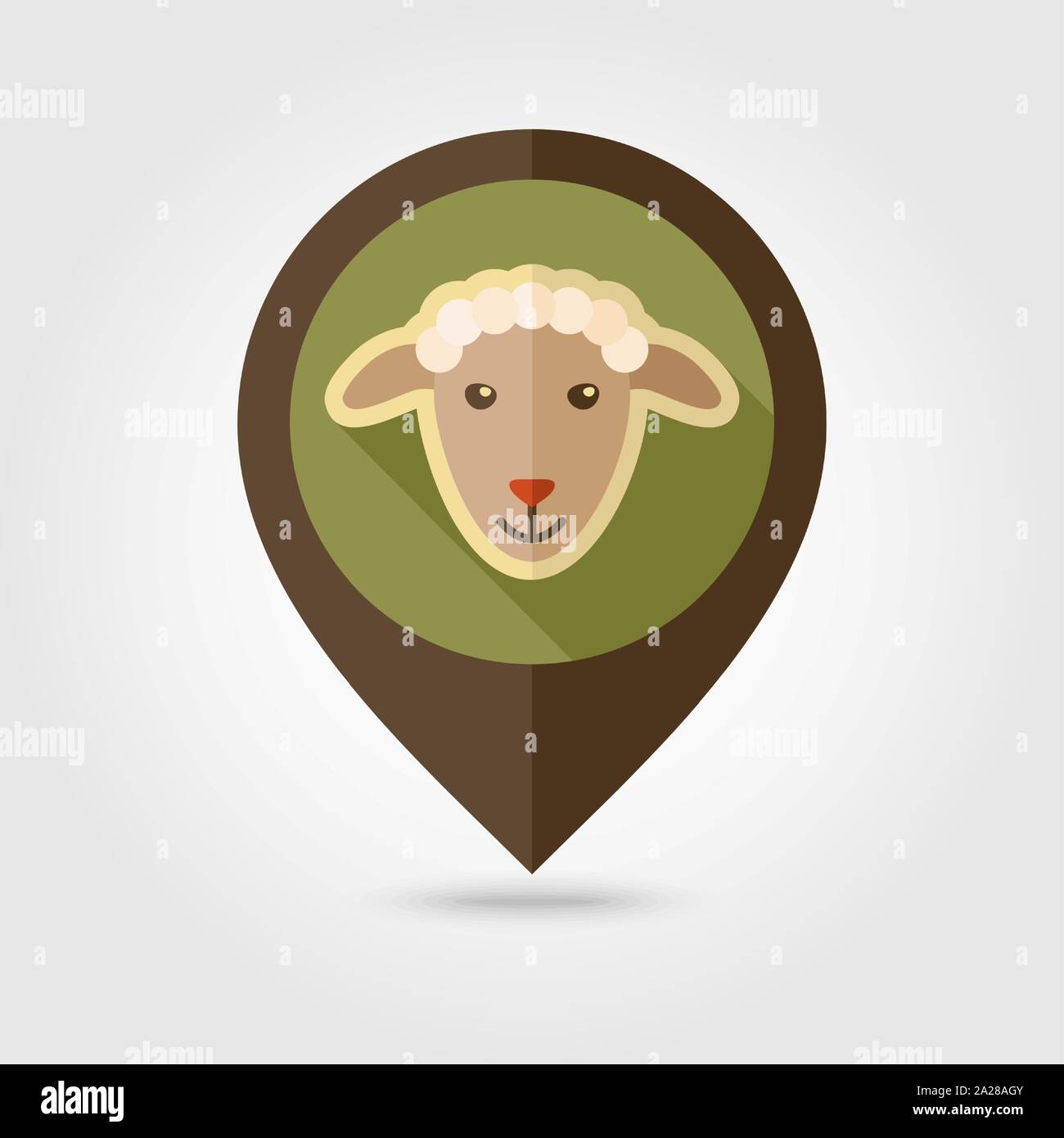 Sheep flat pin map icon. Map pointer. Map markers. Animal head vector ...