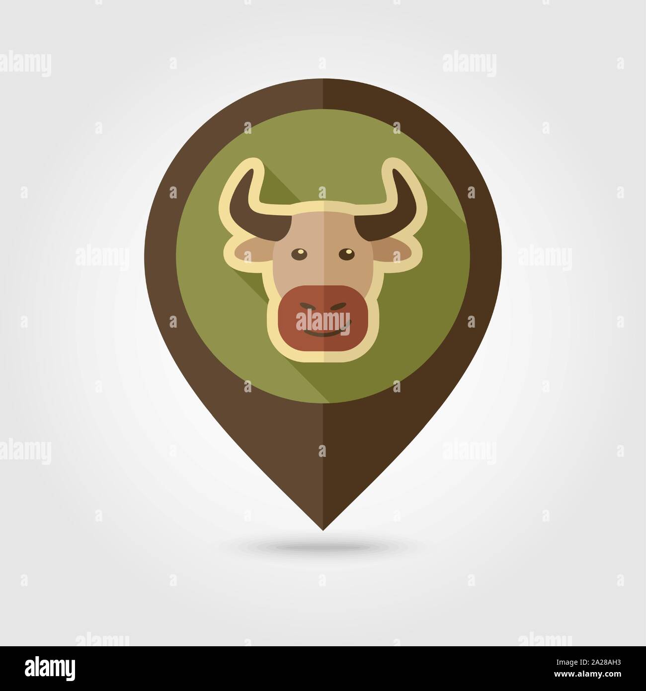 Bull flat pin map icon. Map pointer. Map markers. Animal head vector ...