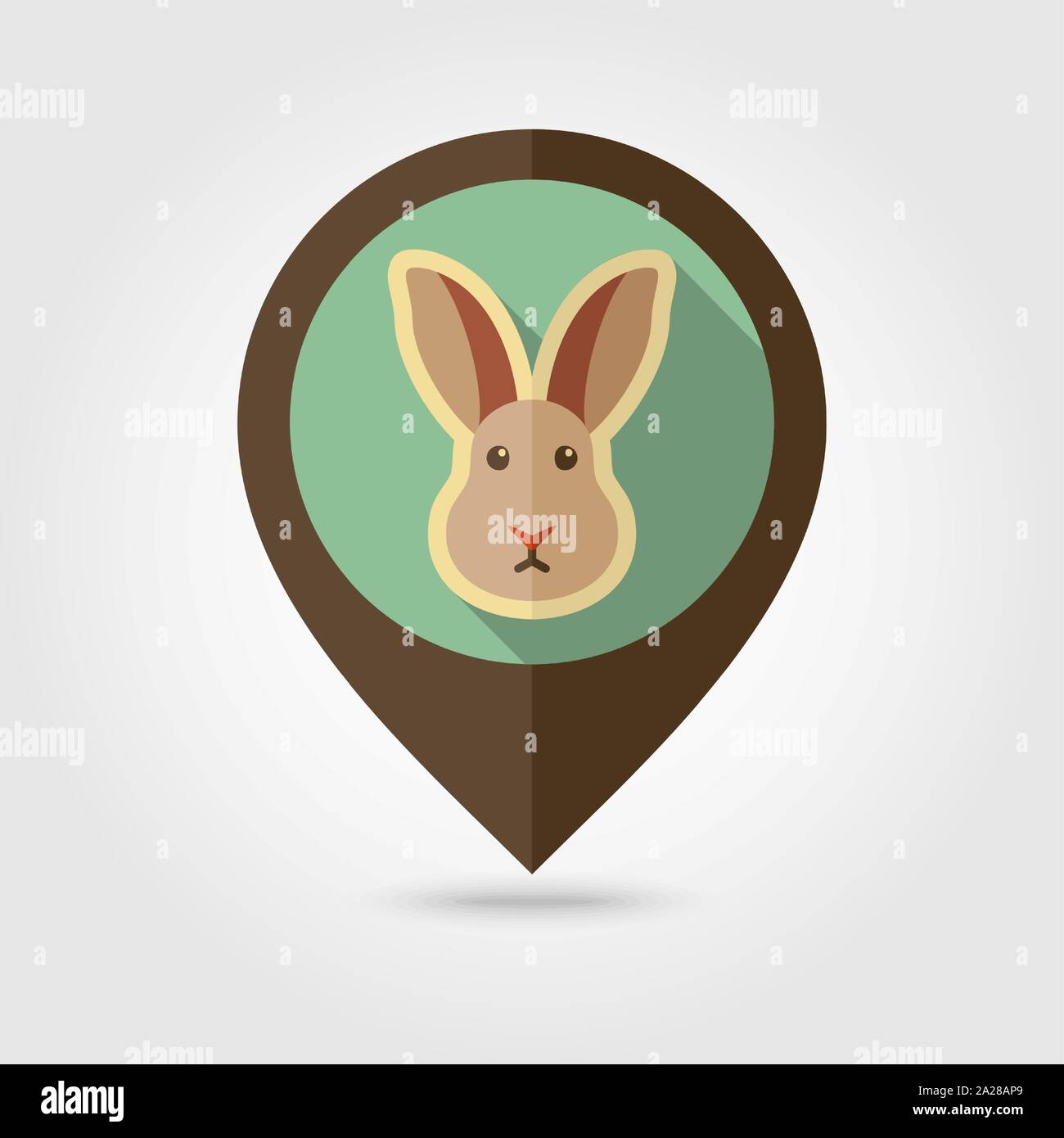 Rabbit flat pin map icon. Map pointer. Map markers. Animal head vector ...