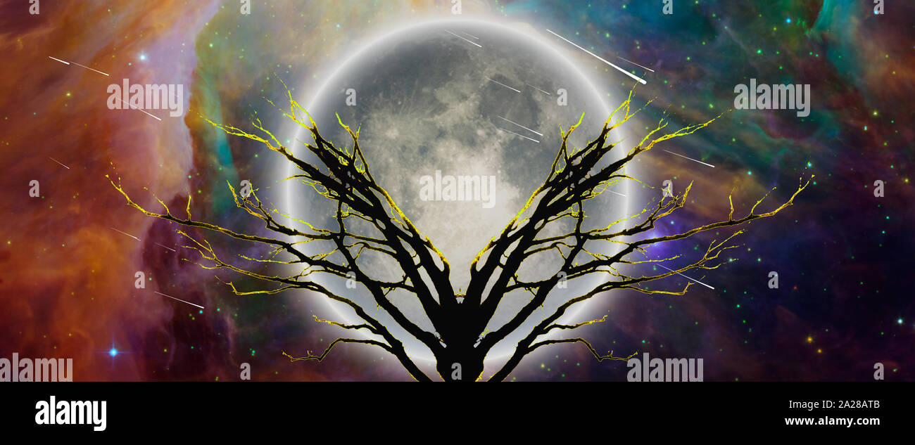 Earth tree sky universe illustration hi-res stock photography and ...