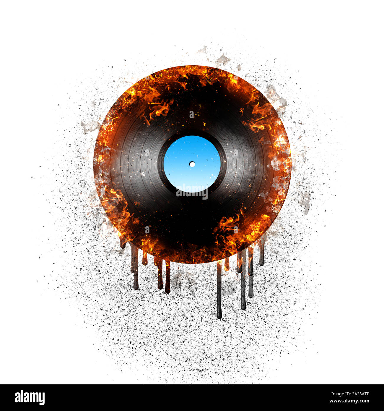 Burning record on white background Stock Photo - Alamy
