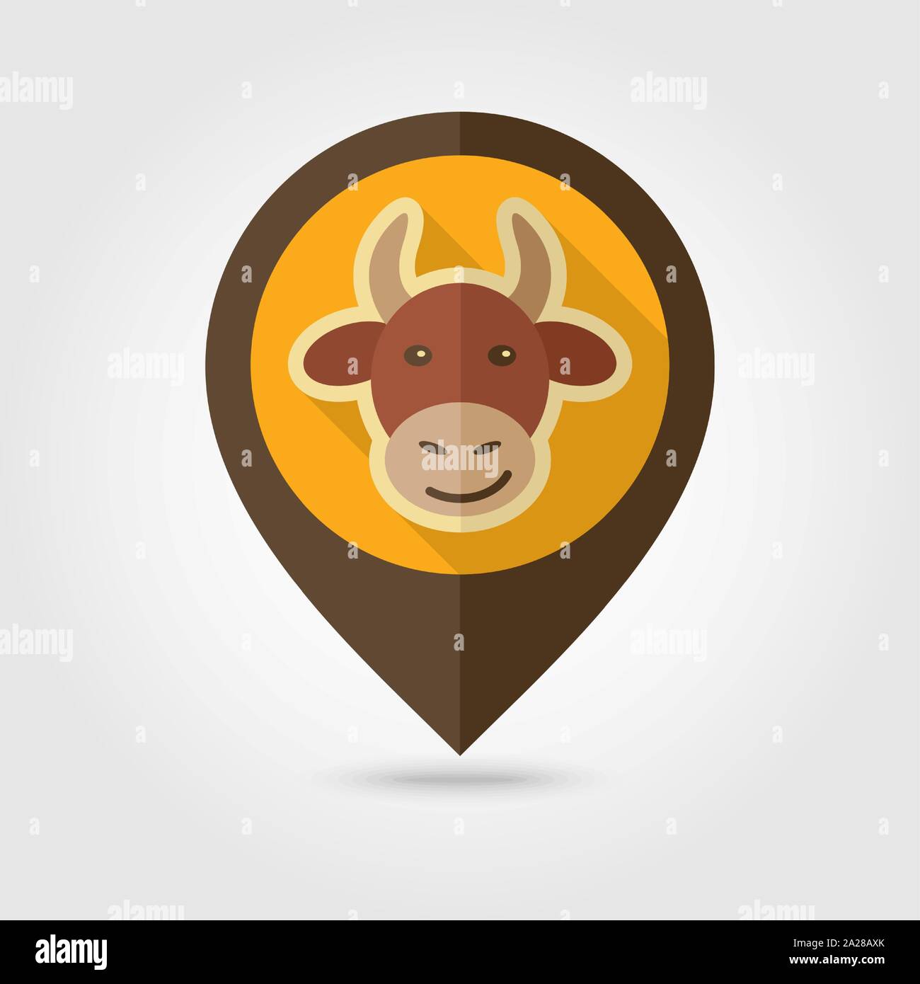 Cow flat pin map icon. Map pointer. Map markers. Animal head vector ...