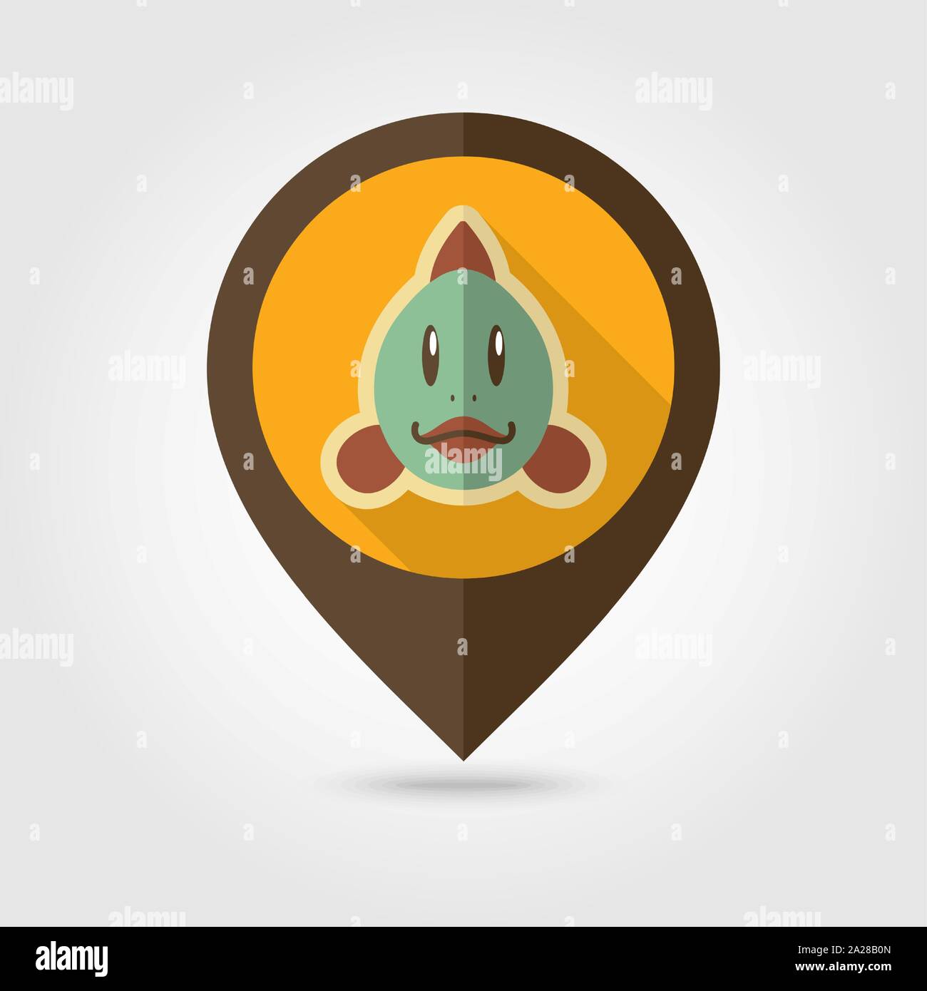 Fish flat pin map icon. Map pointer. Map markers. Animal head vector ...