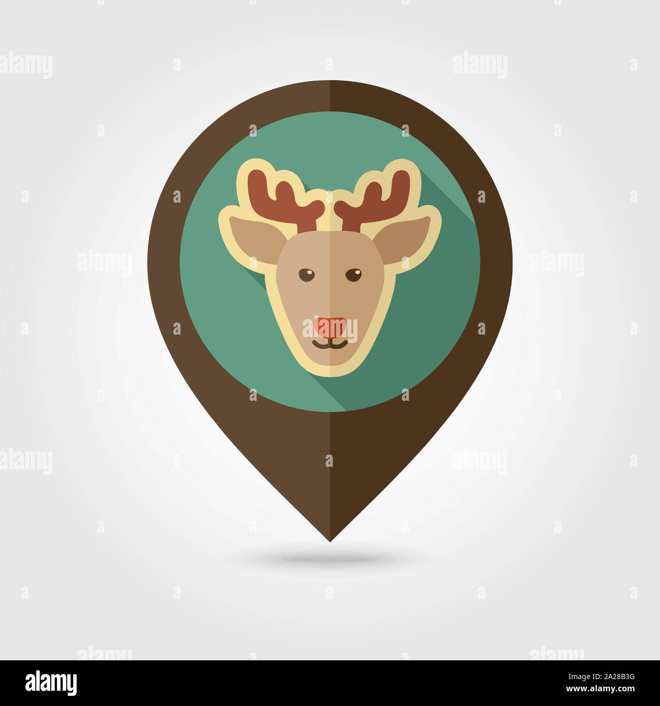 Deer flat pin map icon. Map pointer. Map markers. Animal head vector ...