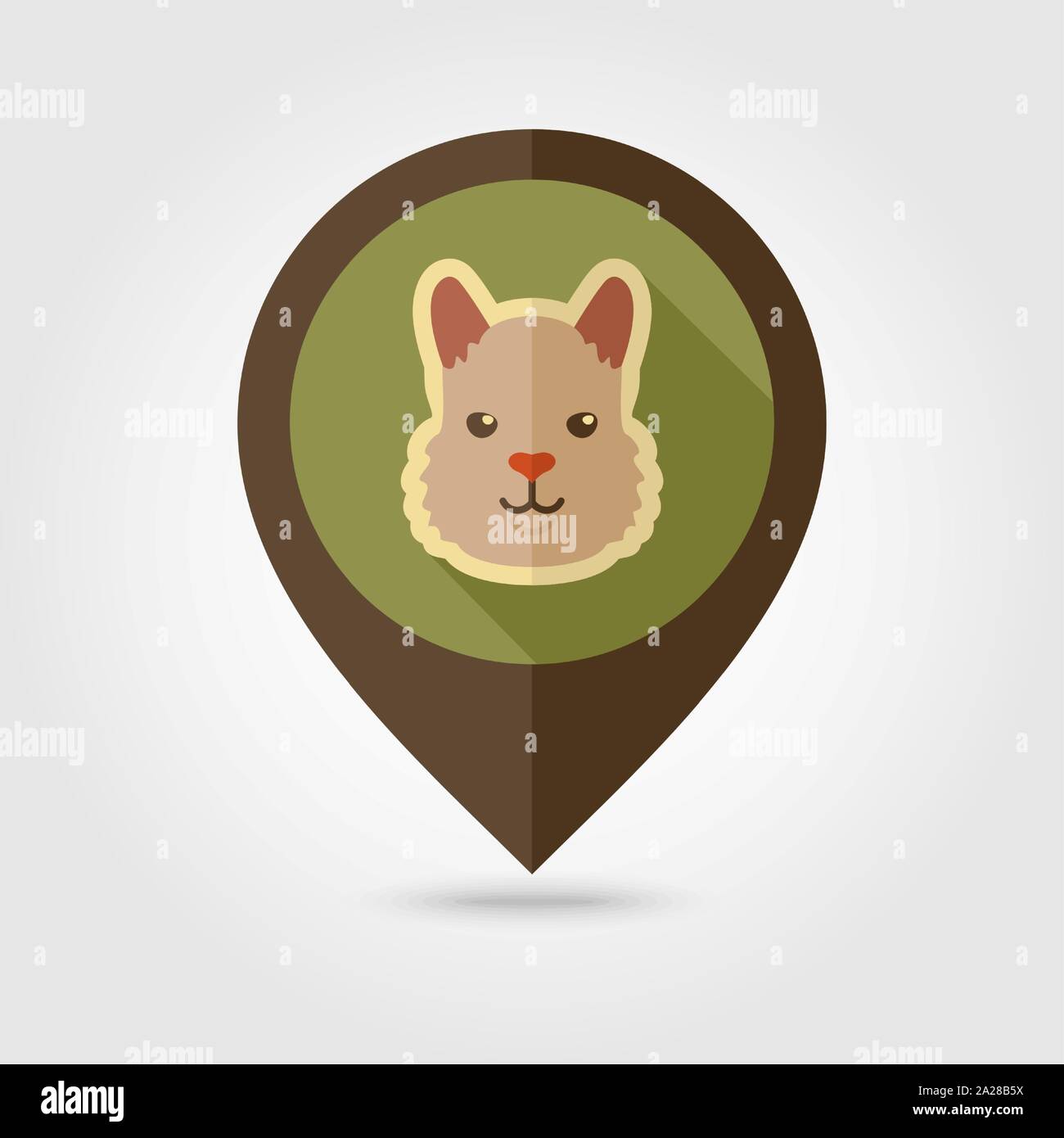 Lama alpaca guanaco flat pin map icon. Map pointer. Map markers. Animal ...