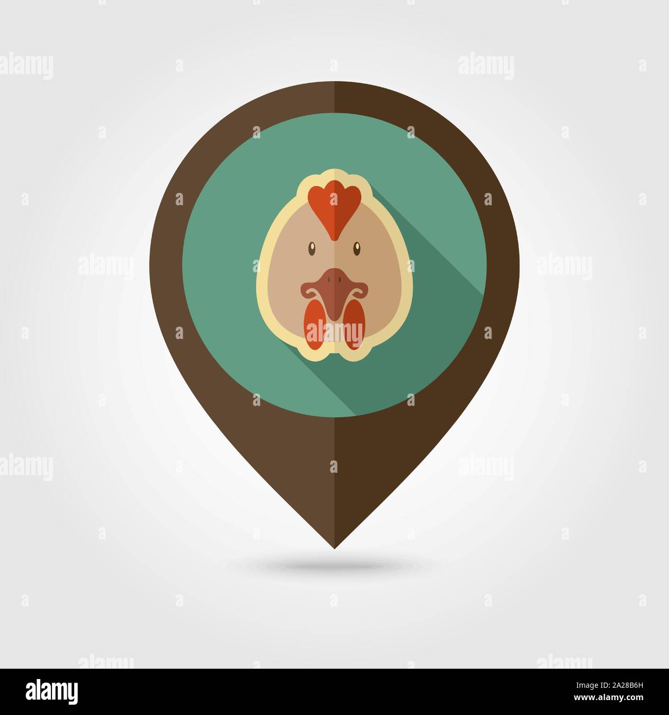 Chicken flat pin map icon. Map pointer. Map markers. Animal head vector ...