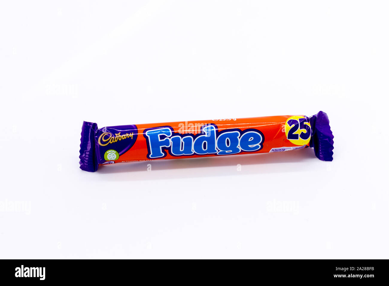 Cadbury Fudge wrapped chocolate bar on white background. UK Stock Photo ... Cadbury Fudge wrapped chocolate bar on white background. UK Stock Photo ...