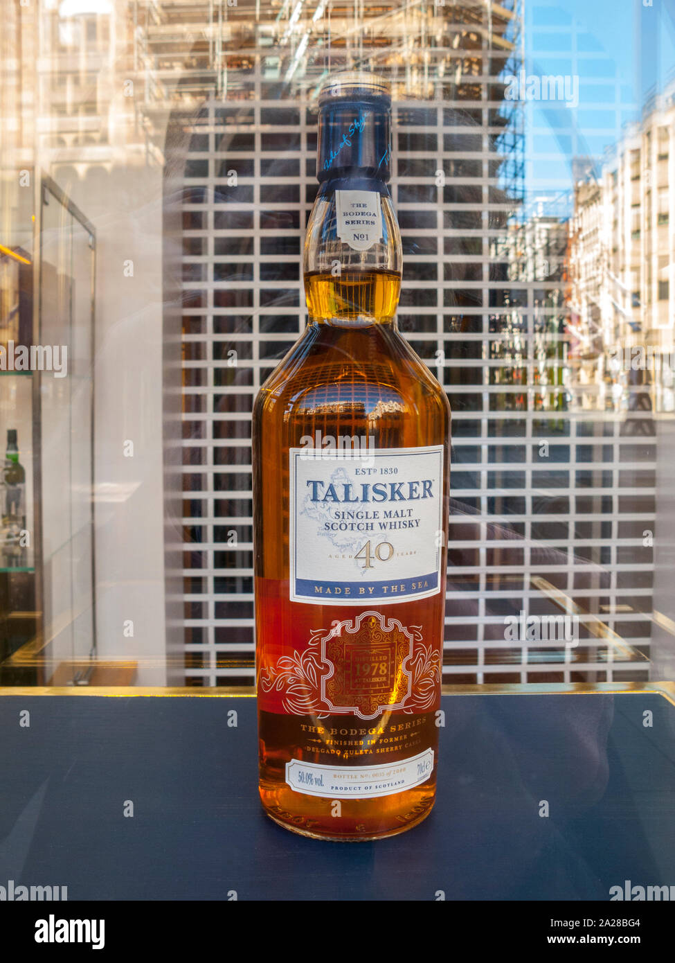 40 Year old Talisker Single Malt Whisky, shop window display Stock ...