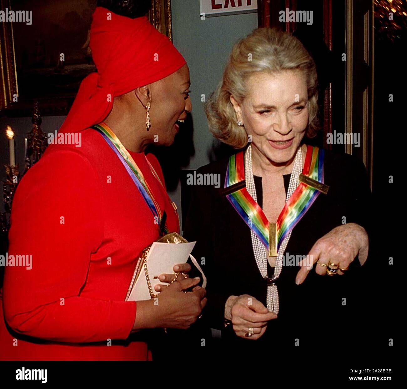 1997 Kennedy Center honorees Jessye Norman, left, and Lauren Bacall ...