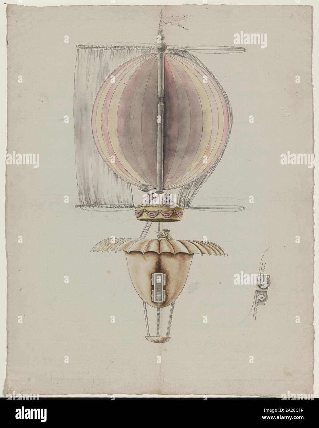 Proposed design for balloon utilizing sails for propulsion, Paris, 1783 ...