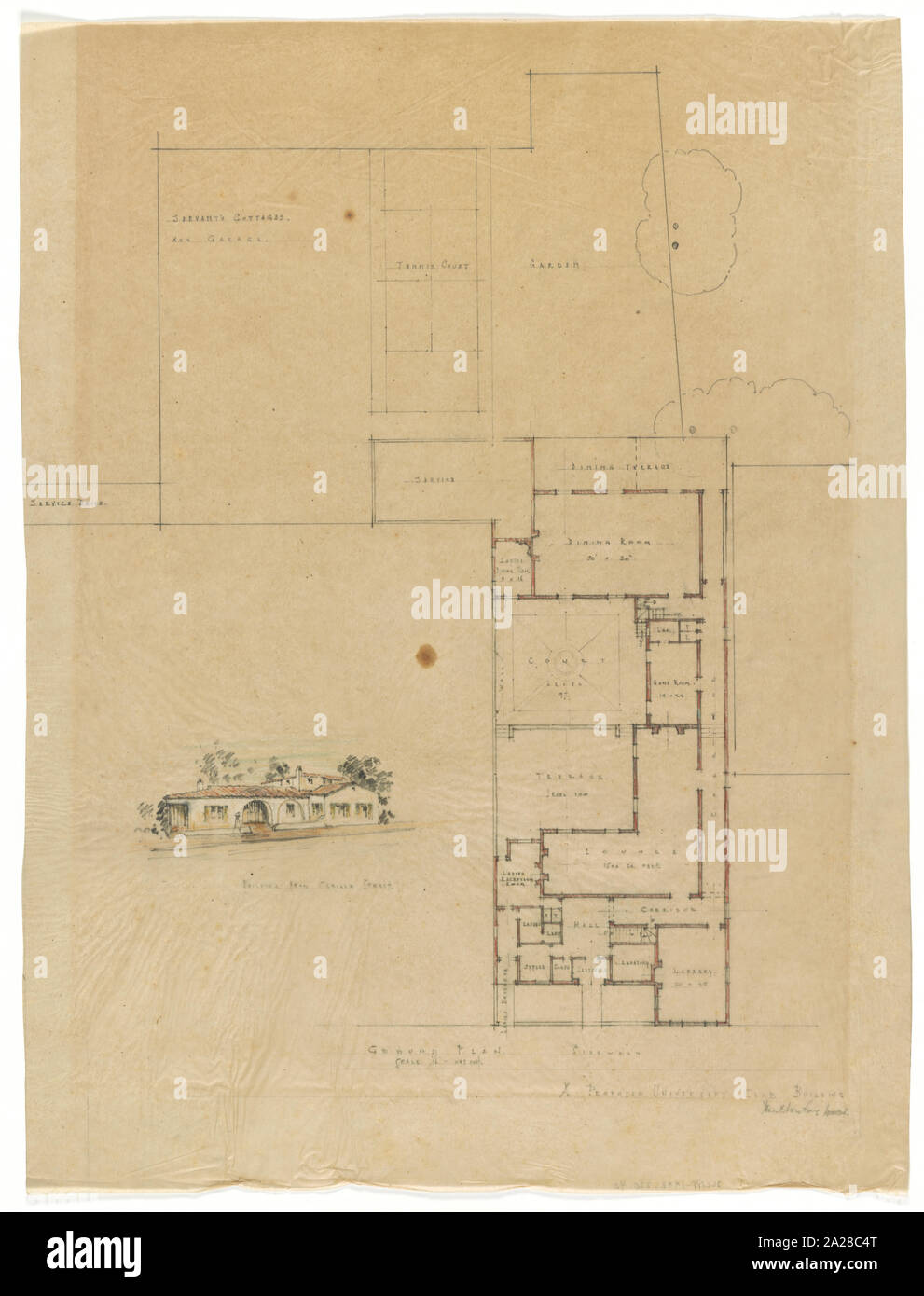 Proposed university club building (Santa Barbara, California). Plan and ...