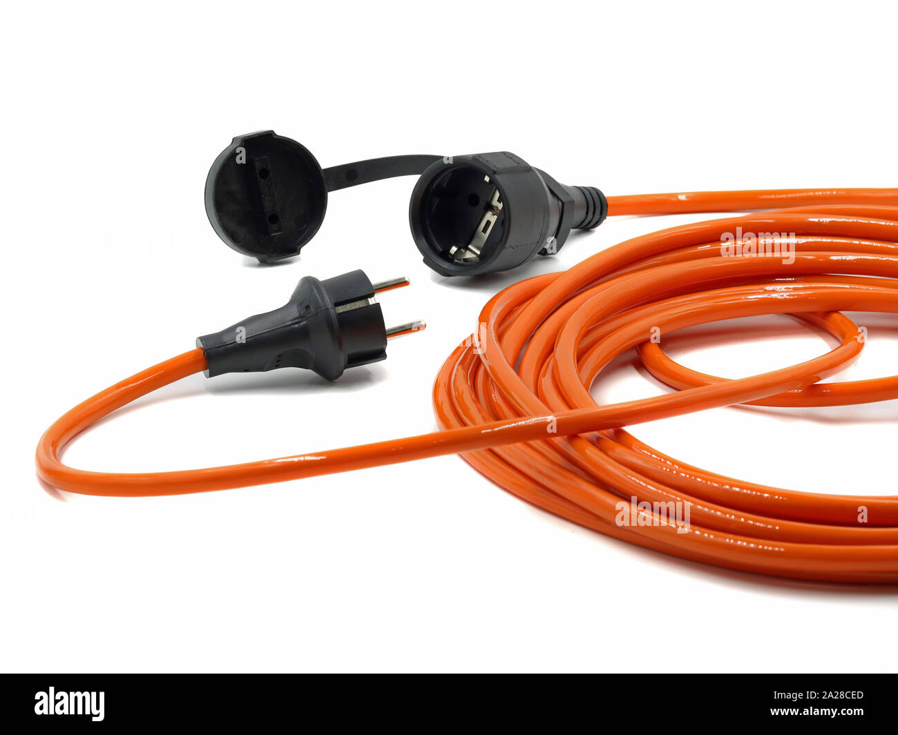 close up of orange electric cable isolated on white background Stock ...