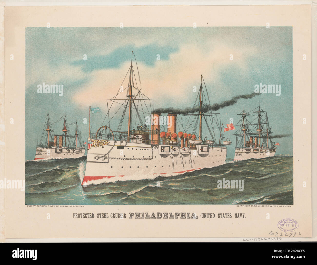 Protected steel cruiser Philadelphia, United States Navy Stock Photo ...
