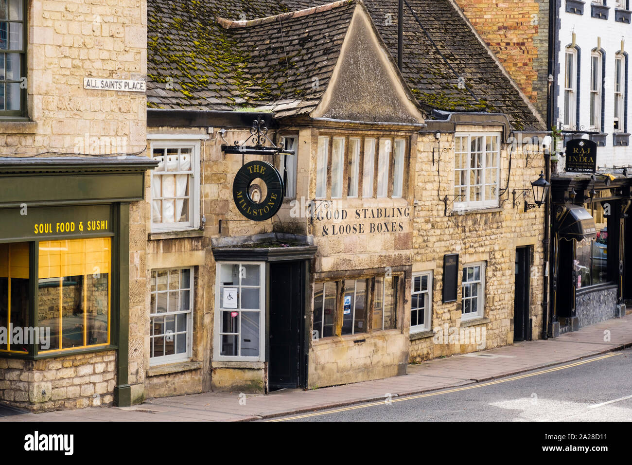 The Millstone pub in a very old limestone building. All Saints Place ...